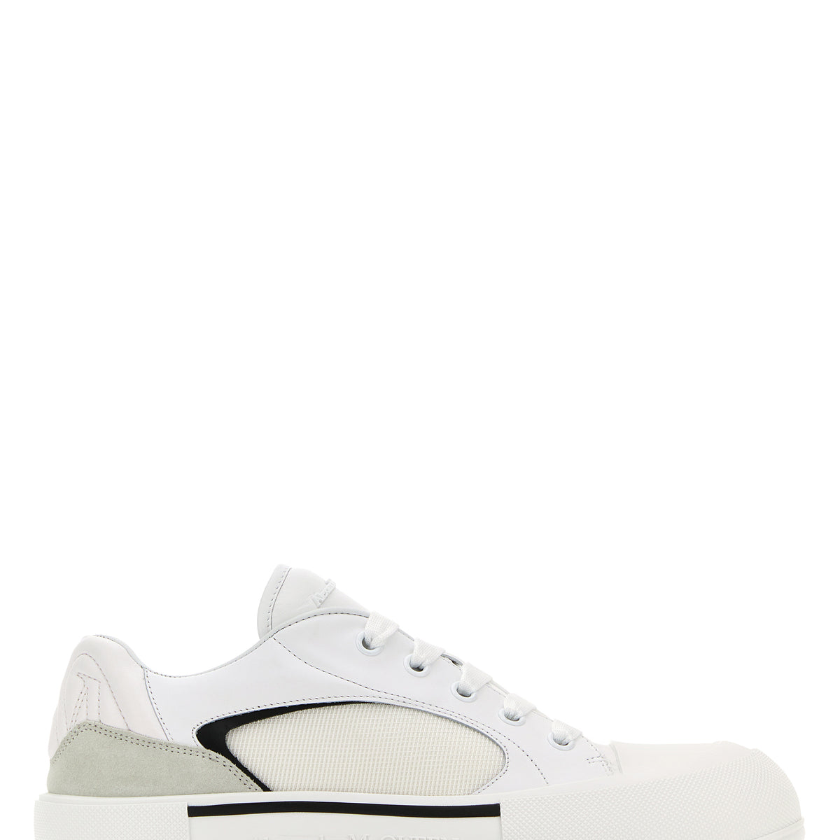 White canvas and leather Plimsoll sneakers – G&B