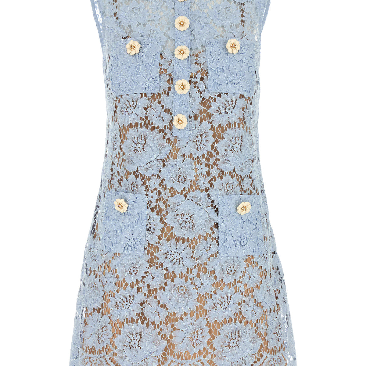 Powder blue lace mini dress – G&B