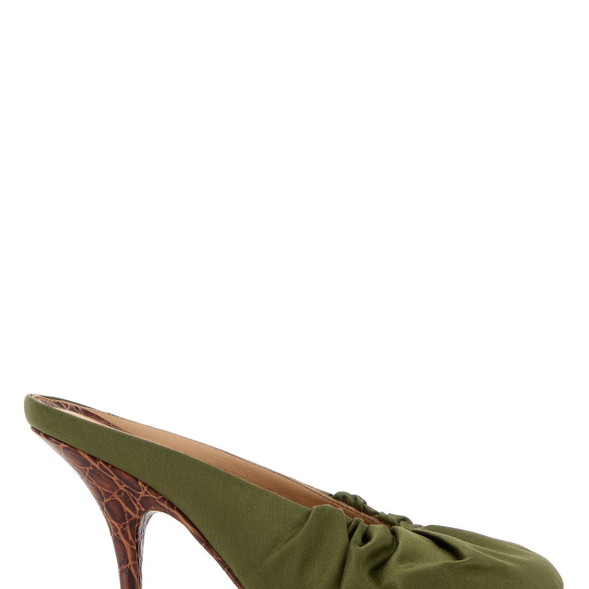 Olive green satin mules – G&B