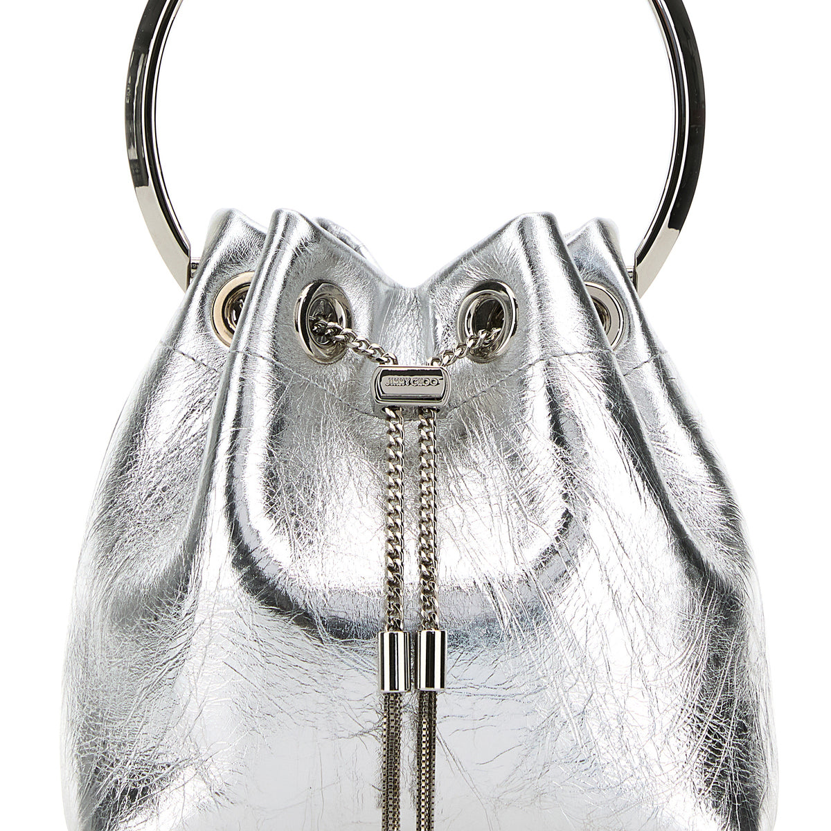 Silver nappa leather Bon Bon bucket bag – G&B