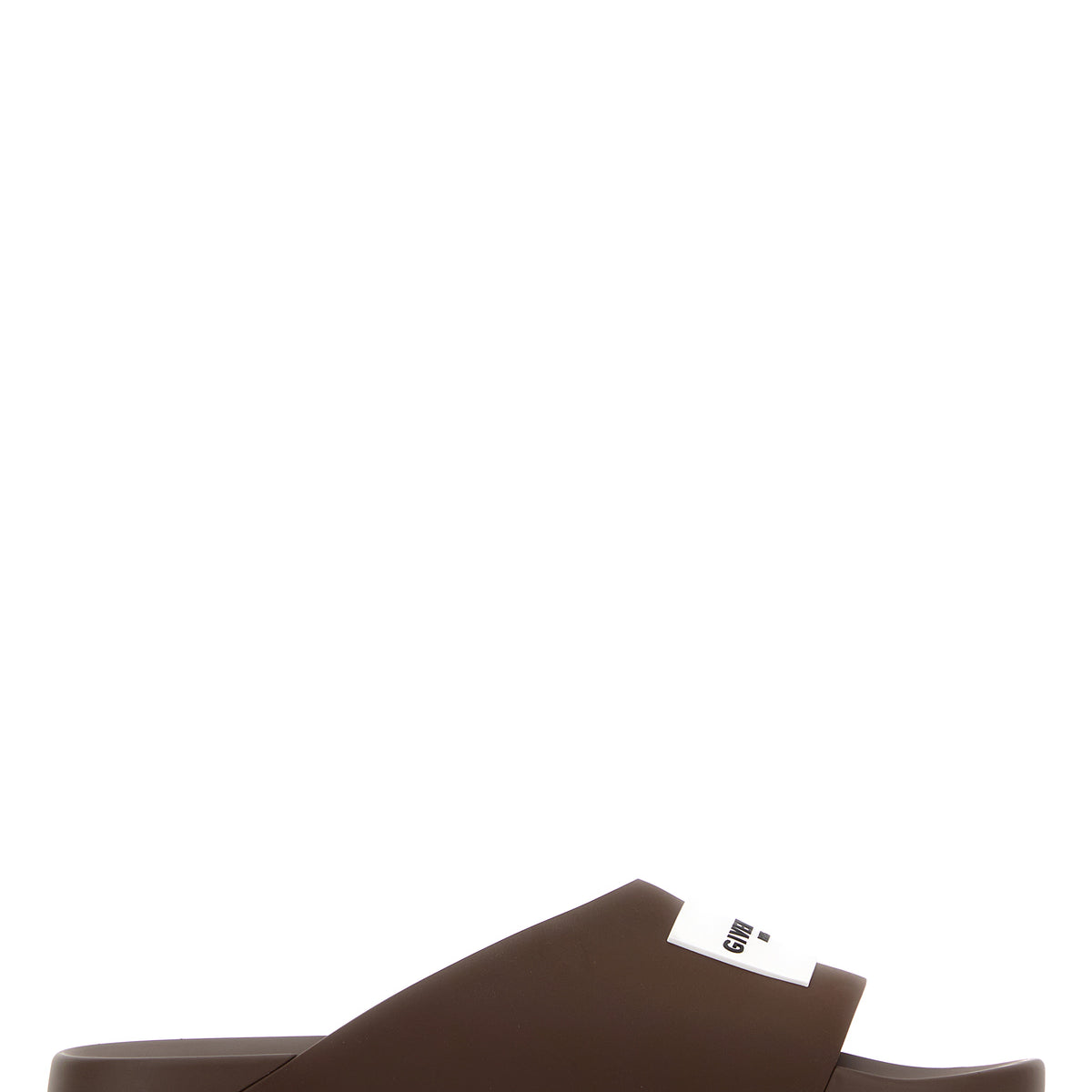 Brown rubber Label slippers – G&B